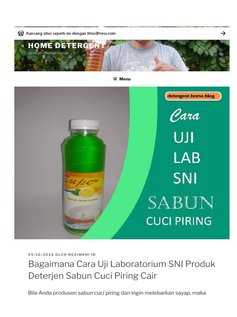 Detergent Home Blog 2022 10 05 Cara Uji Lab Sni Sabun Cuci Piring | PDF