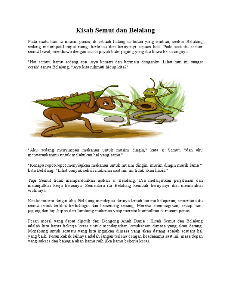 Kisah Semut Dan Belalang | PDF