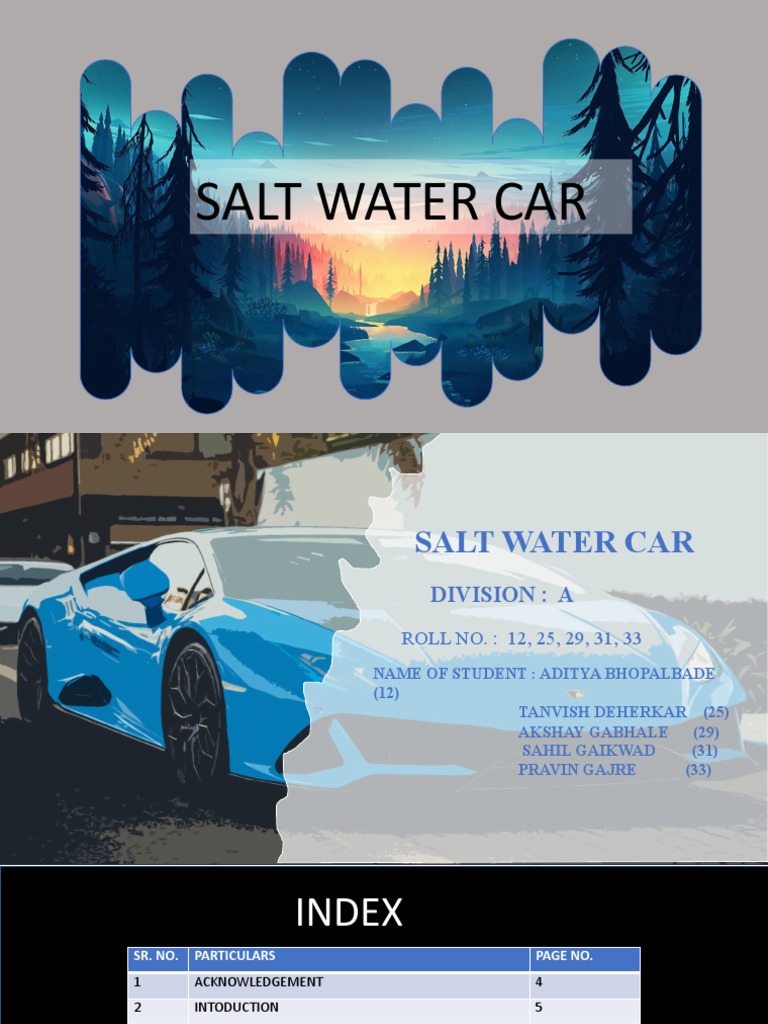 Salt Water Car: Sustainable Fuel Solution | PDF | Engines | Car