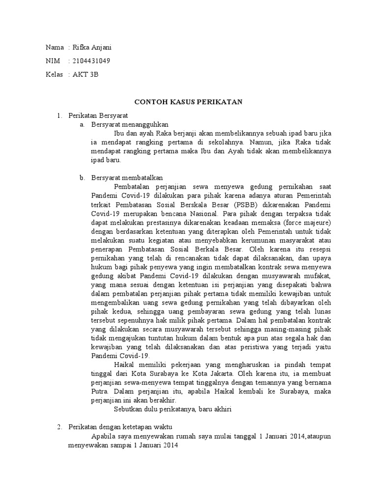 Contoh Kasus Perikatan | PDF