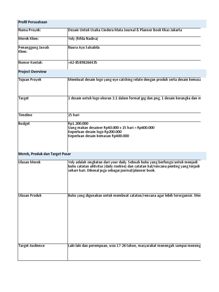 Contoh DesignBrief1 | PDF