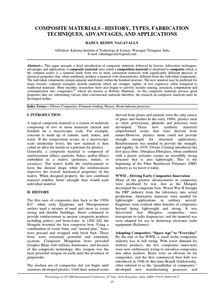 Composite Materials: History & Techniques | PDF | Composite Material ...