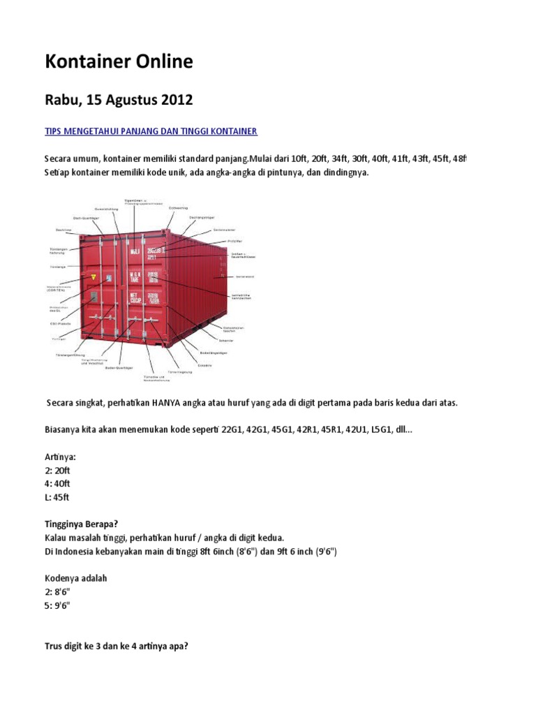 Determining Container Length, Height, and Type from Identification Codes | PDF | Physical ...
