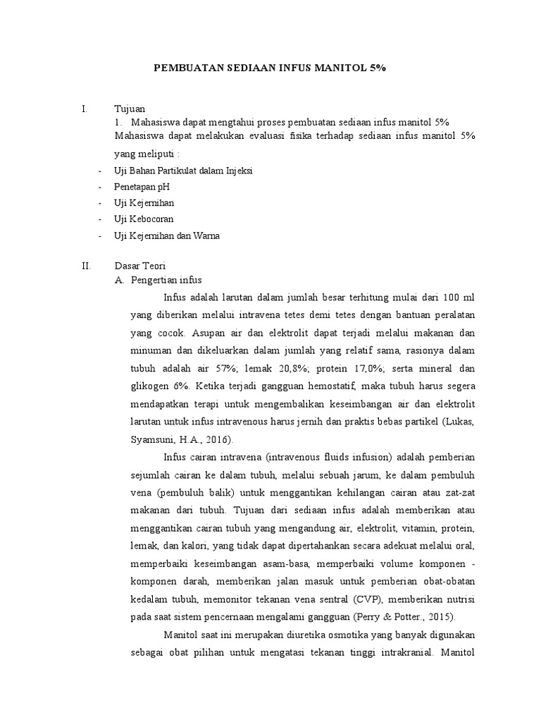 Pembuatan Infus Manitol | PDF