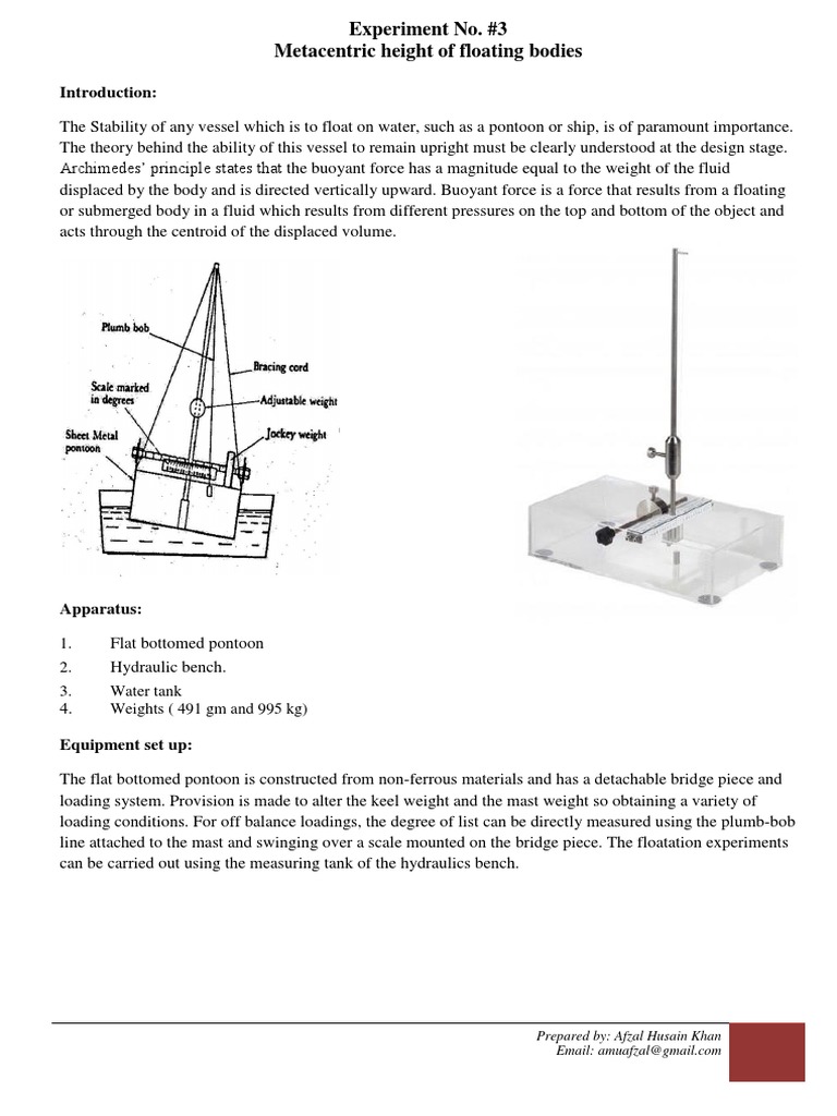 Experiment No4stability of Floating Bodies | PDF | Buoyancy | Metrology