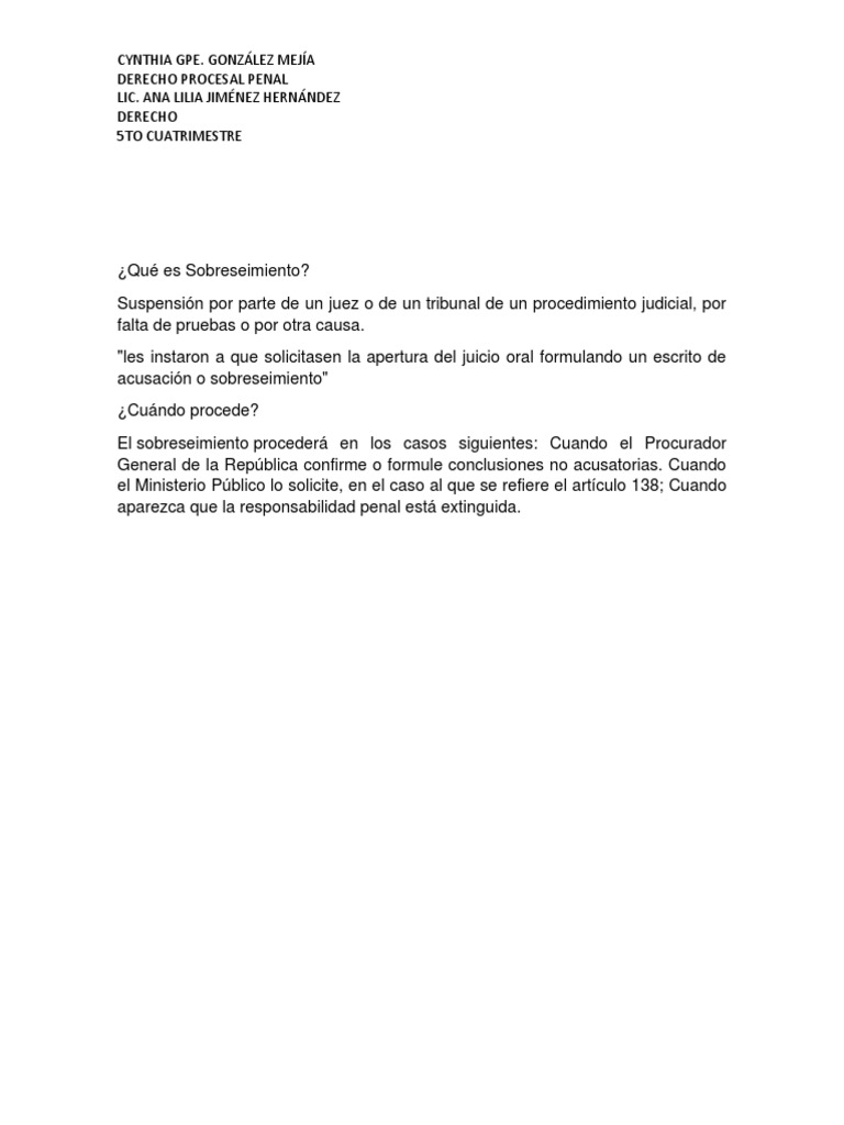 Qué Es Sobreseimiento Pdf