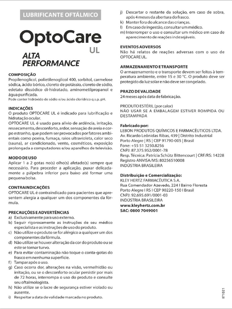 Bula Optocare Ul | PDF