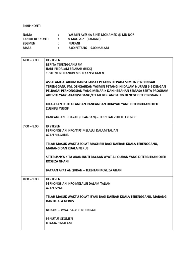 Skrip Konti Radio | PDF