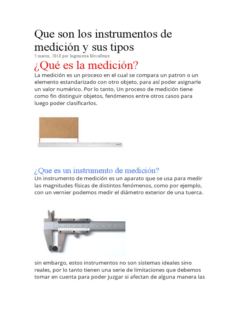 Que Son Los Instrumentos de Medicion y Sus Tipos 1 | PDF | Exactitud y ...
