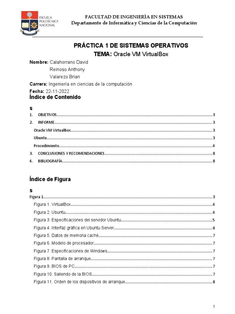 Práctica 1 de Sistemas Operativos Tema: Oracle VM Virtualbox | PDF | Software de la aplicacion ...