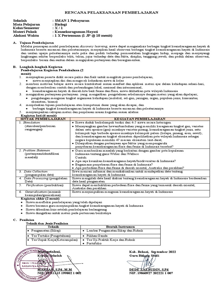 RPP CGP Keanekaragaman Hayati | PDF