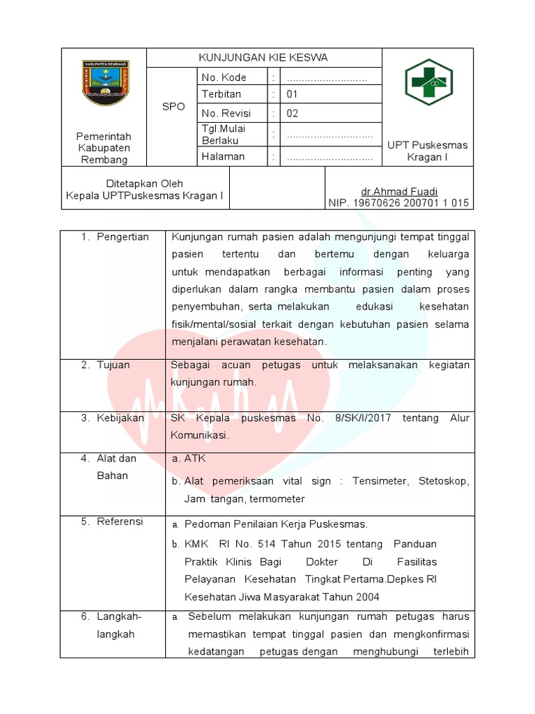 Sop Kunjungan Kie Keswa | PDF