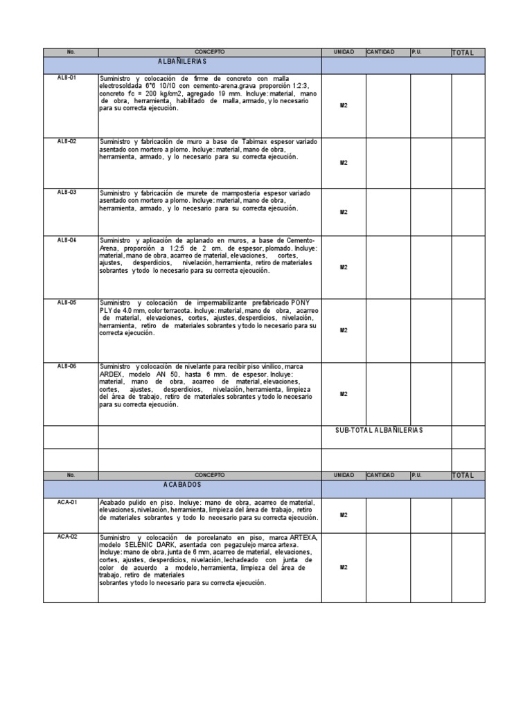 Catalogo de Conceptos | PDF