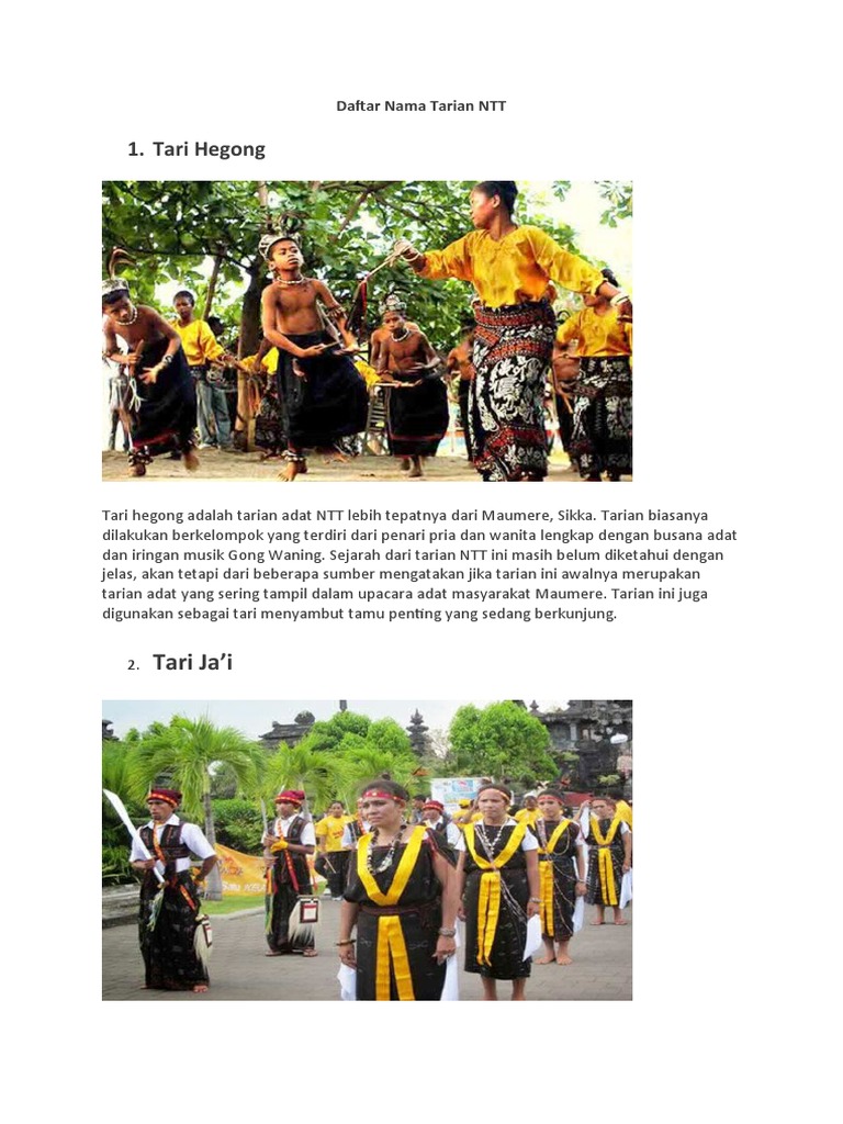 Daftar Nama Tarian NTT | PDF