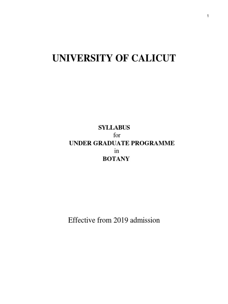 BSC Botany Syllabus 2019 | PDF | Course Credit | Test (Assessment)
