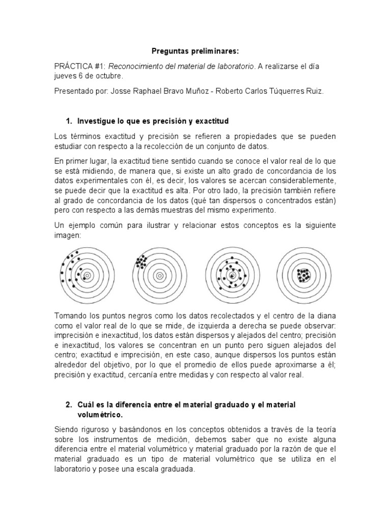 Preguntas Preliminares 1 | PDF | Exactitud y precisión | Química