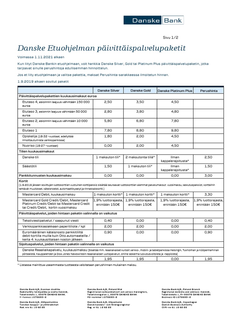 Etuohjelma Hinnasto | PDF