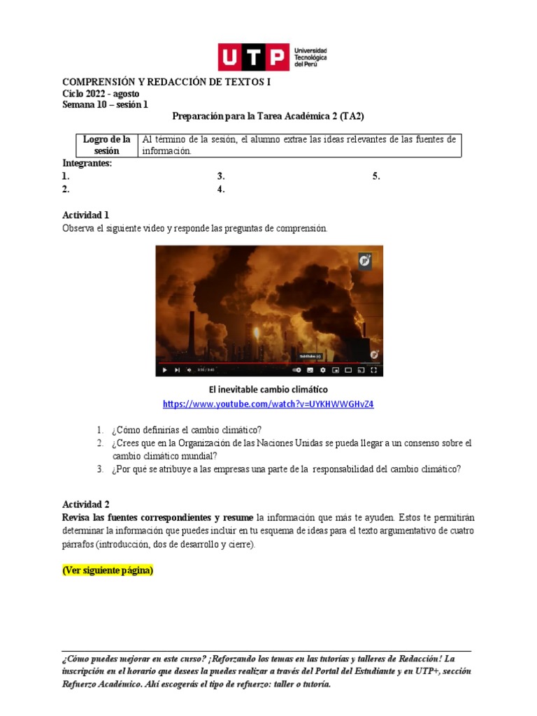 UTP S10.s1 CRT1 (Material de Actividades) - Preparación para La TA2 2022 Agosto | PDF ...