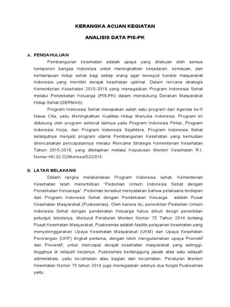 KAK Analisa Data PIS-PK | PDF