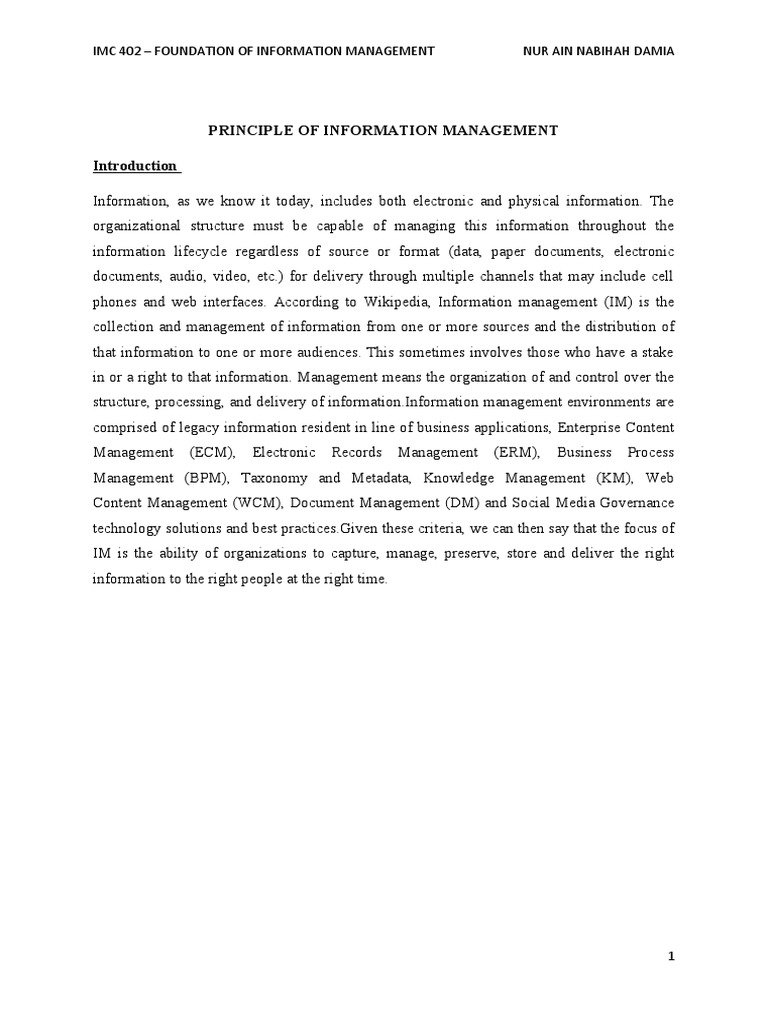 Principle of Information Management | PDF | Information Management ...