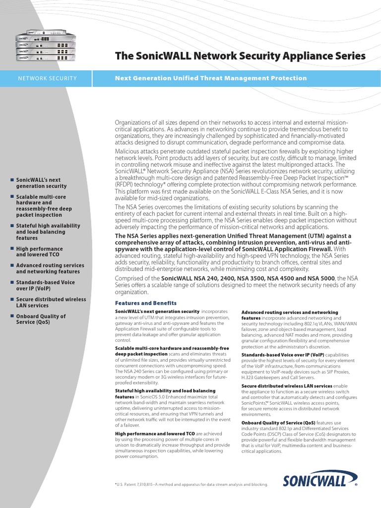 SonicwallNSA Series-Firewall | PDF | Computer Network | Security