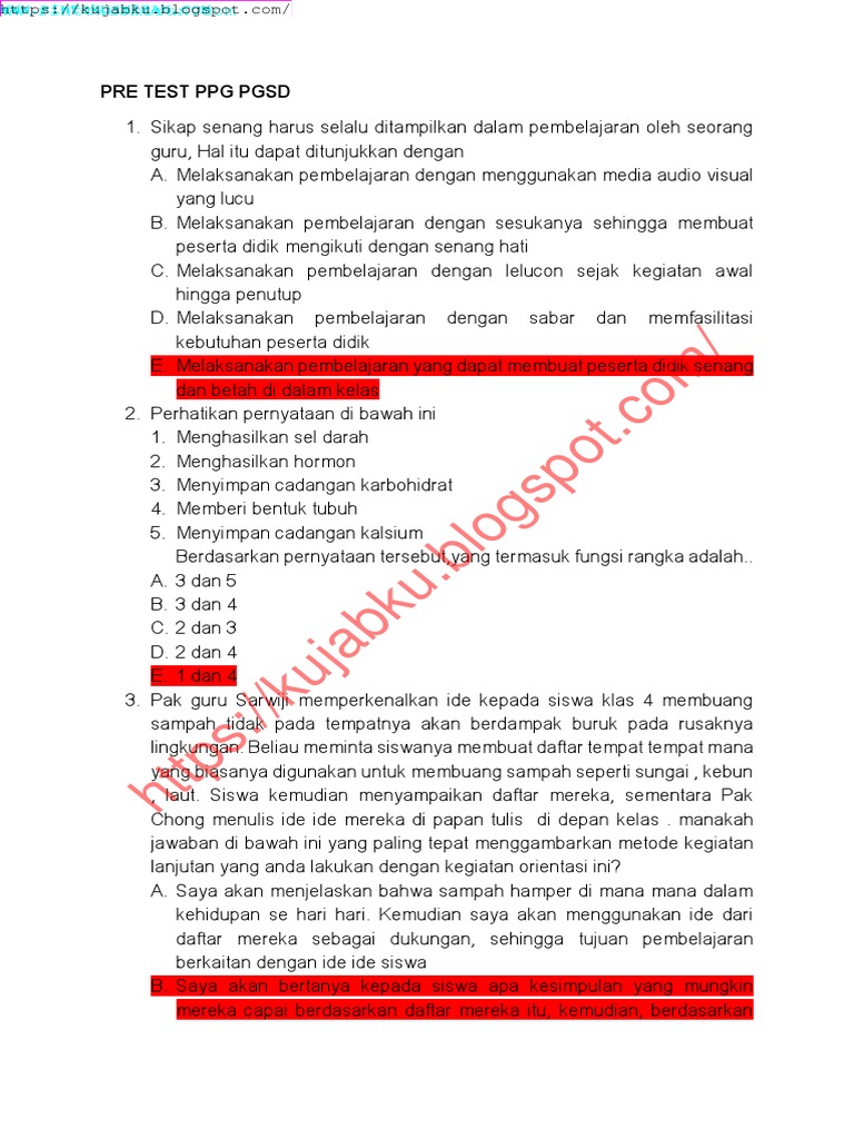 Soal Pre Test PPG PGSD | PDF