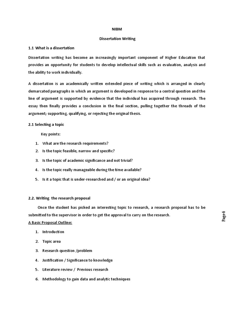 Dissertation Writing Guidelines NIBM | PDF