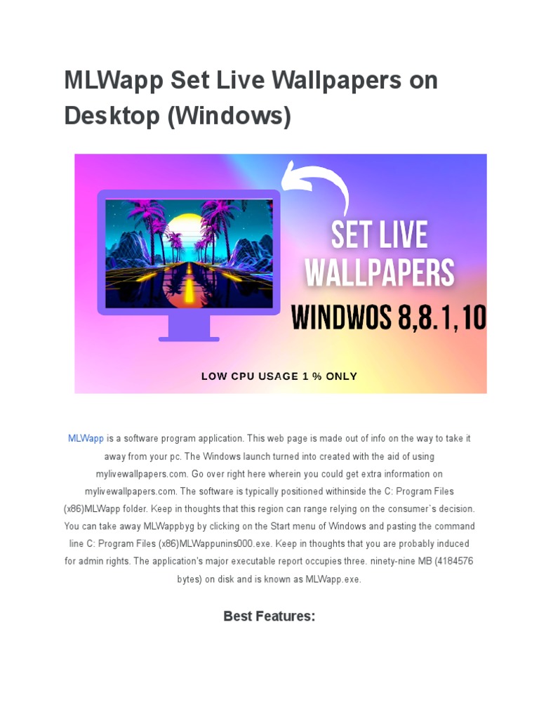 MLWapp Set Live Wallpapers On Desktop | PDF
