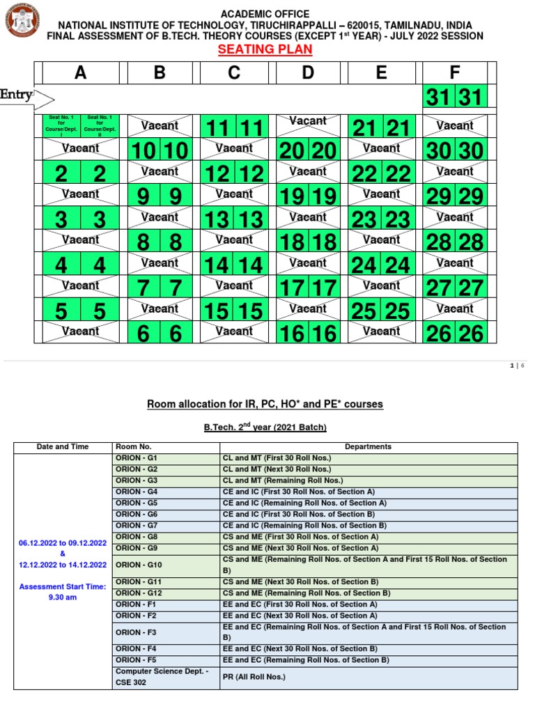 Final Assessment Seating Plan Nov2022 | PDF | Computing | Information Age