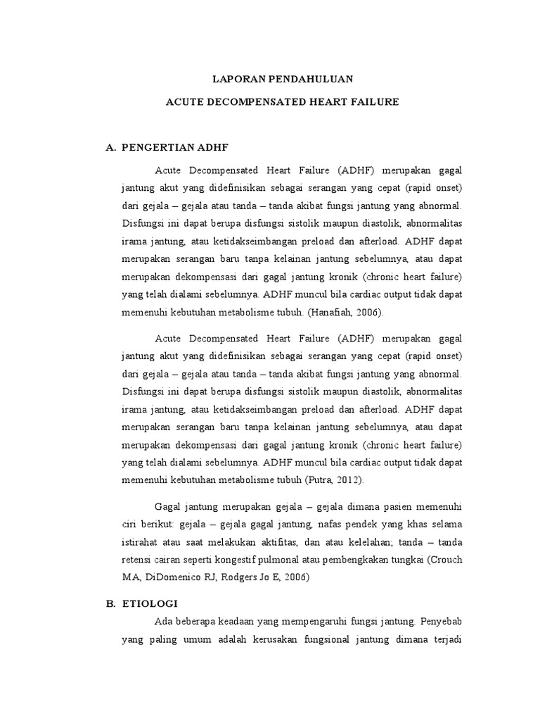 Laporan Pendahuluan Adhf | PDF