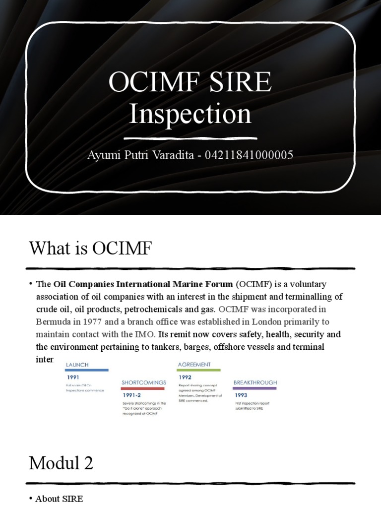 OCIMF SIRE - Ayumi Putri Varadita - 04211841000005 | PDF | Oil Tanker