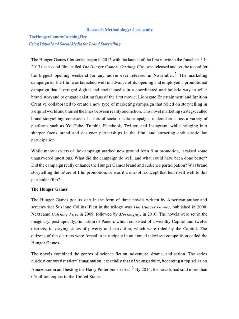 Module 9 - Case Study - The Hunger Games - Brand Storytelling | PDF ...