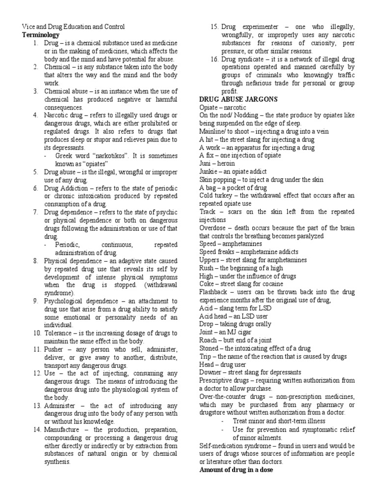 Vice and Drug Education and Control | PDF | Substance Abuse | Substance ...