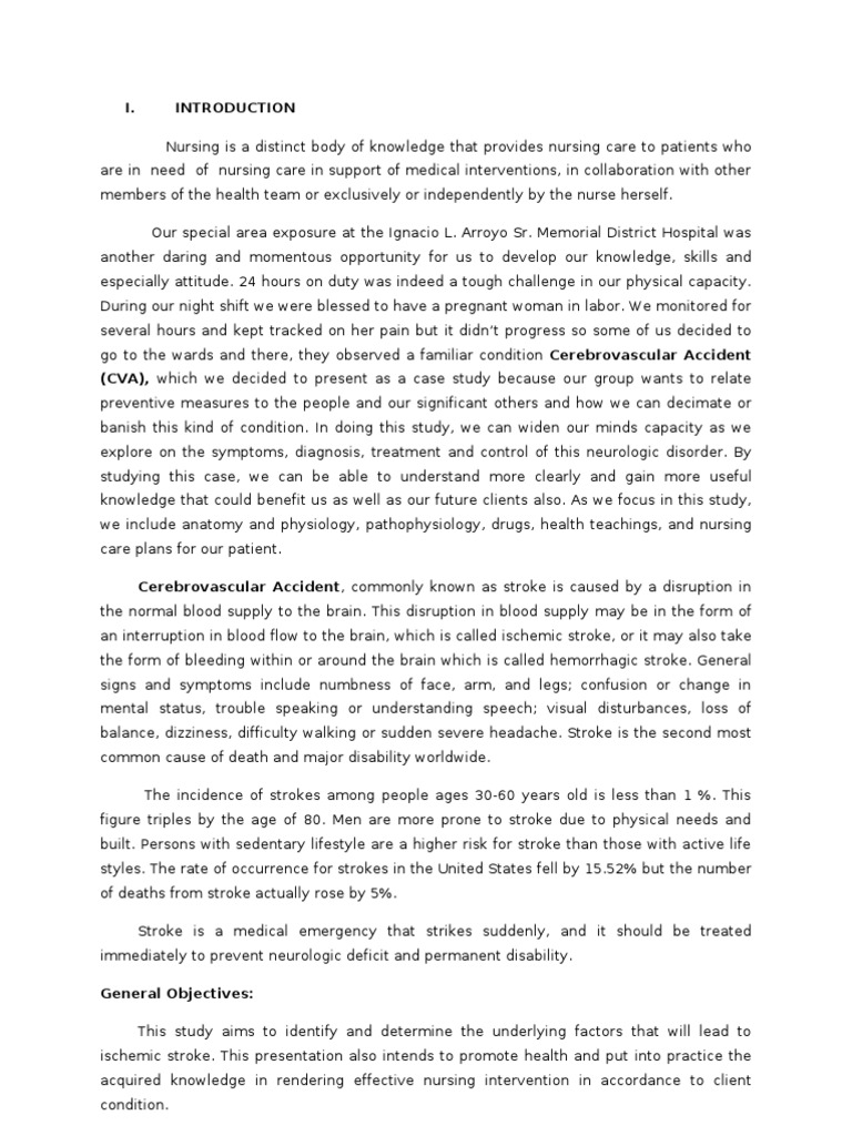 CVA Case Presentation | PDF | Stroke | Nervous System