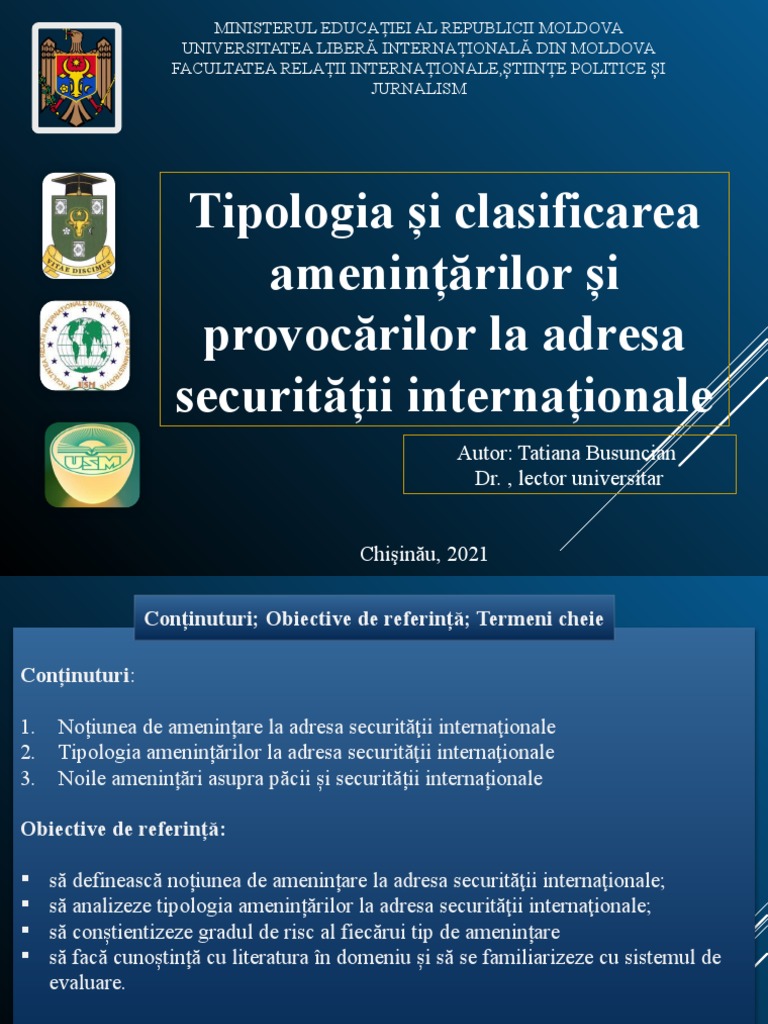 Tipologia - Clasificarea - Amenintărilor La Adresa Securității ...