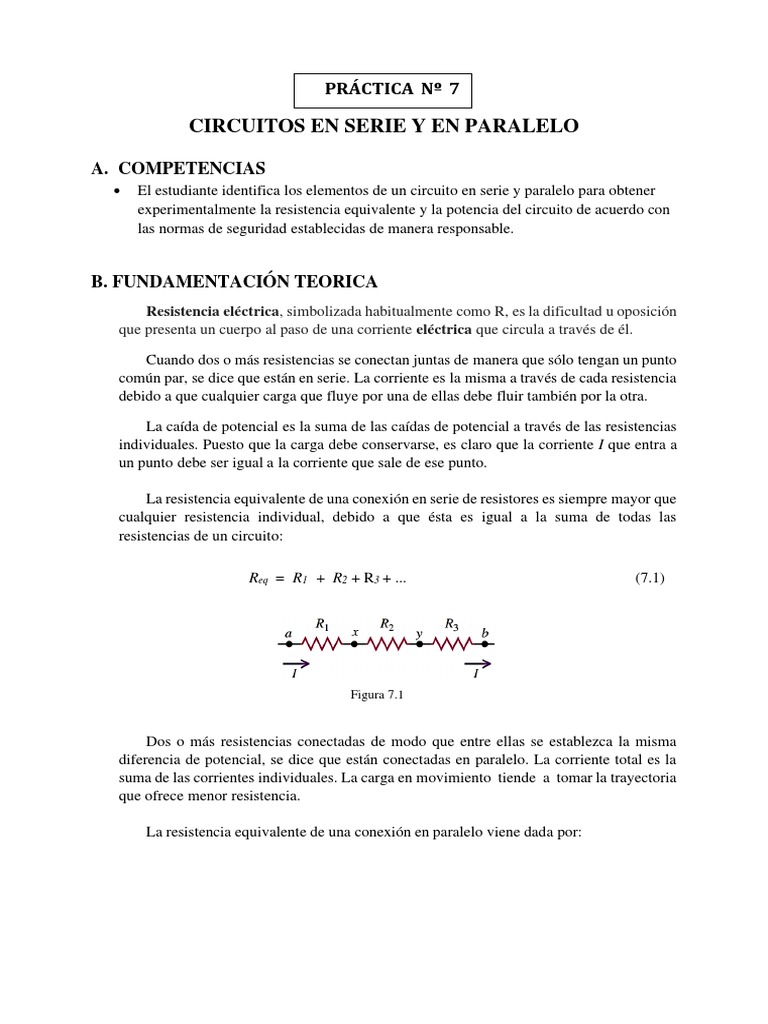 Practica 7 Circuitos en Serie y en Paralelo | PDF | Resistencia ...