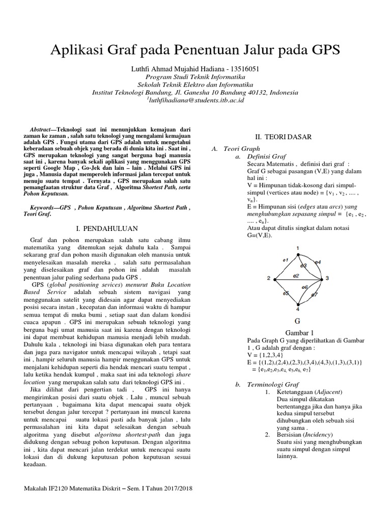 Aplikasi Graf Pada Penentuan Jalur Pada GPS | PDF