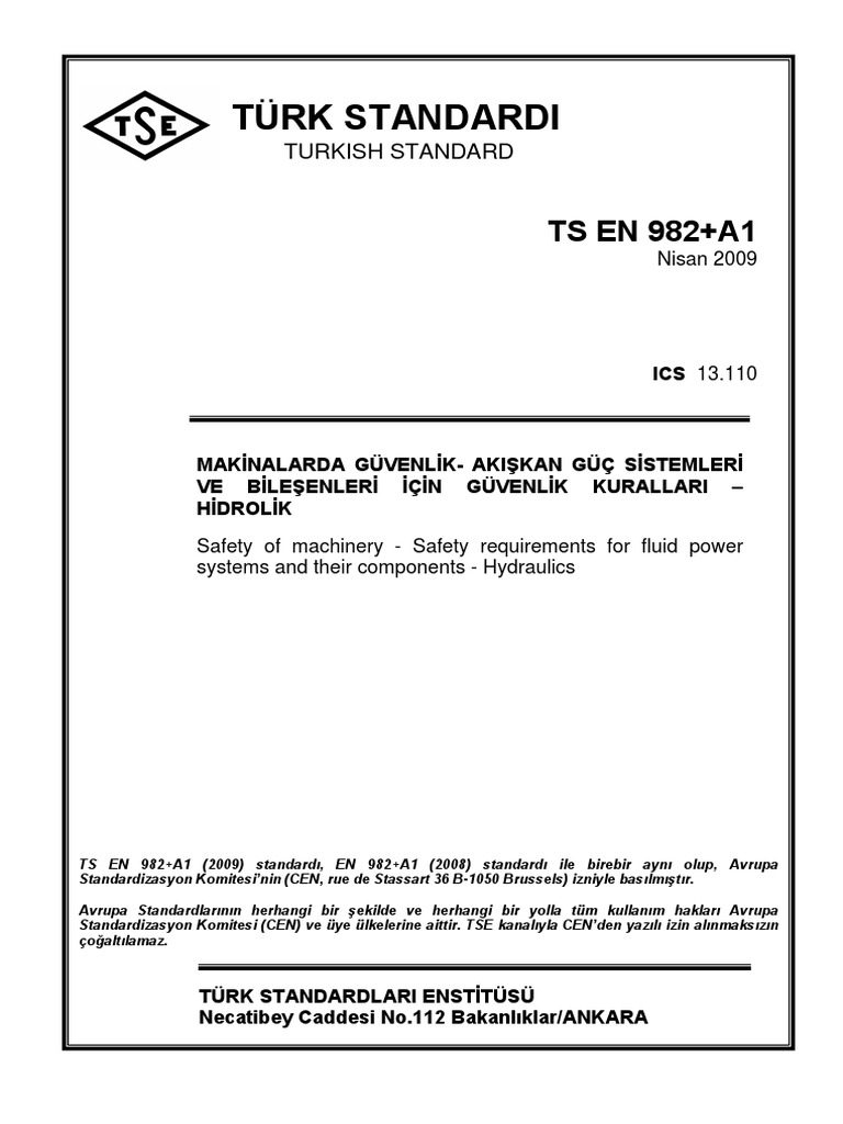 Türk Standardi: TS EN 982+A1 | Download Free PDF | Valve | Actuator