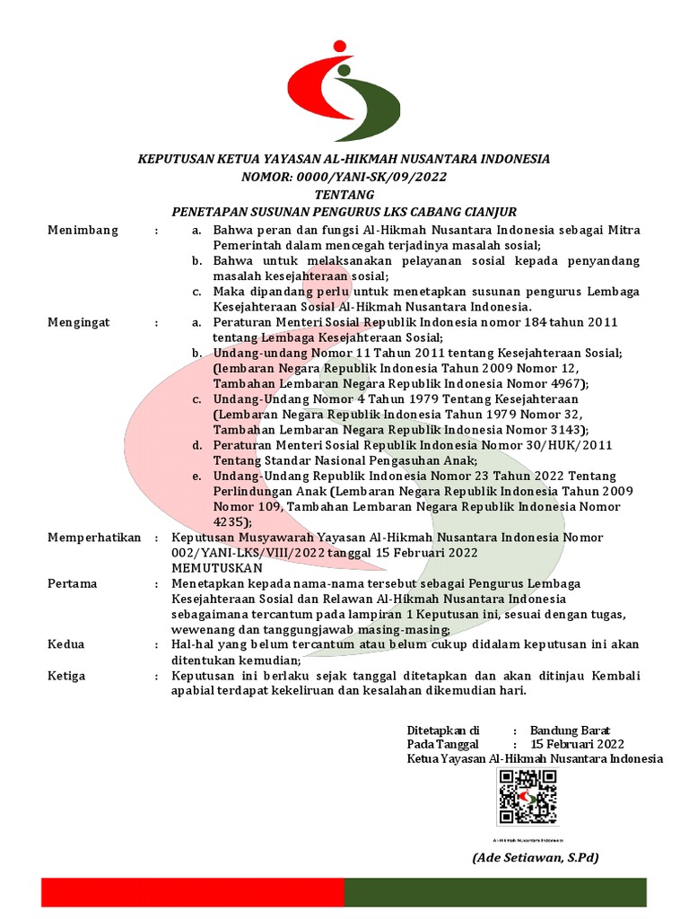 Contoh SK Relawan | PDF