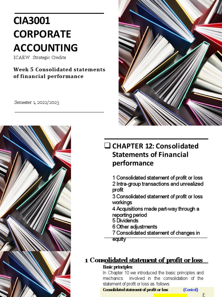 CIA3001 Corporate Accounting: Week 5 Consolidated Statements of ...