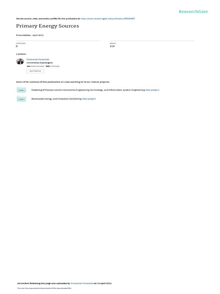 Primary Energy Sources | PDF | Energy Development | Renewable Energy