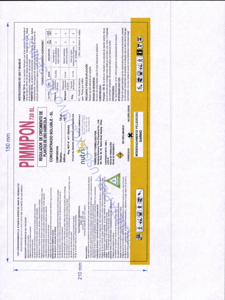 Etiq. Pimmpon 720 SL - 1000 L | PDF