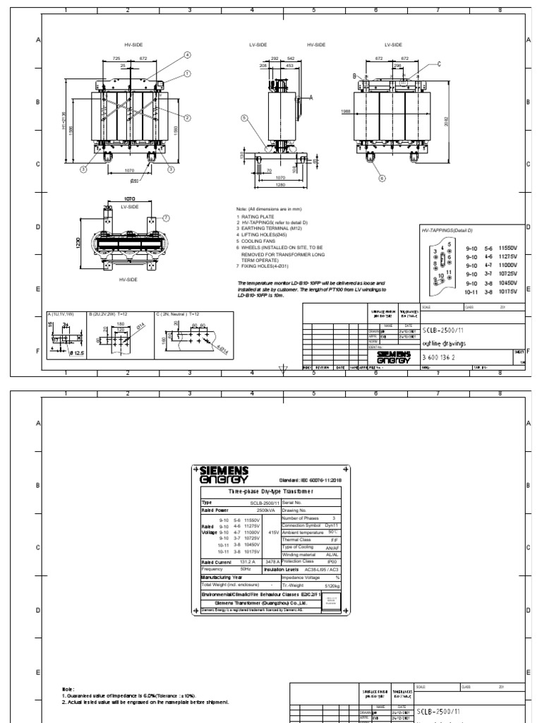 Transformer Drawing Submission | PDF | Transformer | Electrical Impedance