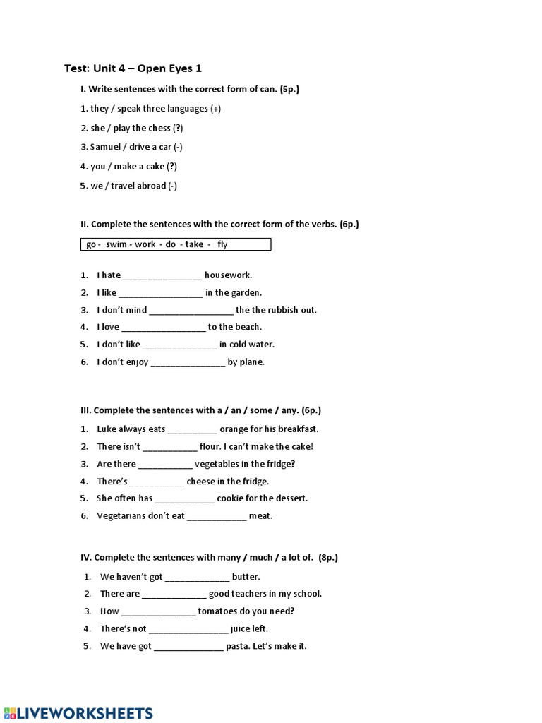 Eyes Open Unit 4 Test | PDF