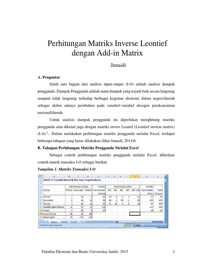 Perhitungan Matriks Invers Leontief | PDF | Bisnis