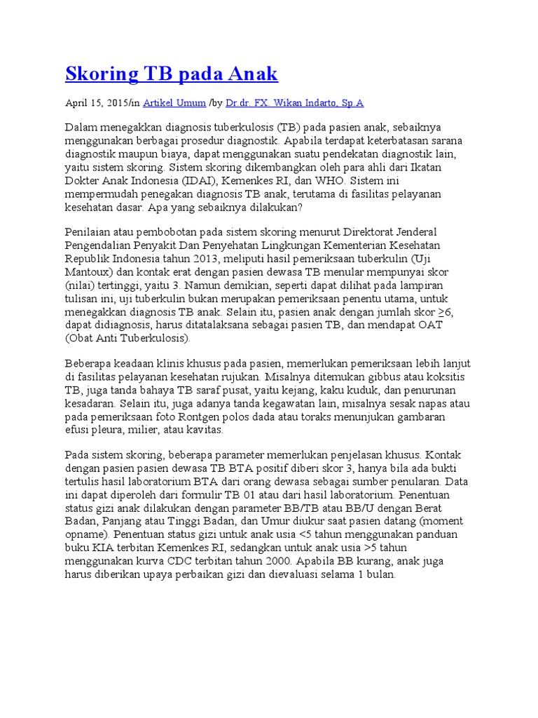 Skoring TB Pada Anak | PDF