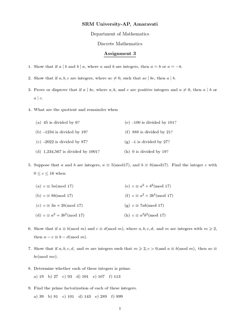 Assignment 3 | PDF | Number Theory | Mathematics