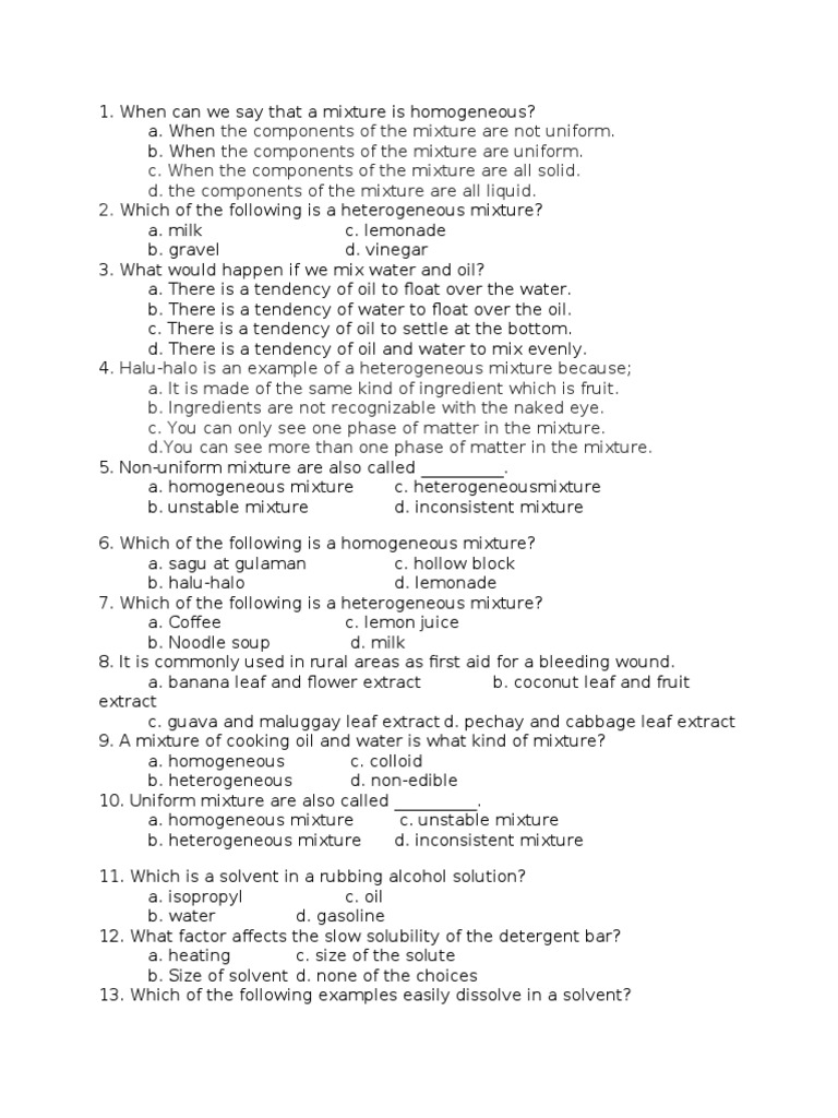 Science Long Quiz Q1 | PDF | Mixture | Filtration