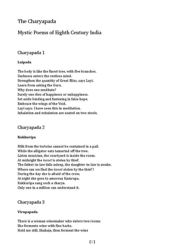 Charyapada: Mystic Poems of India | PDF