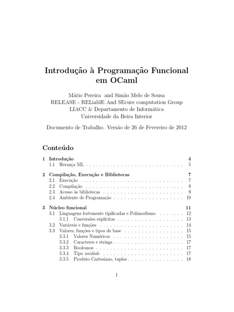 Sebenta Ocaml | PDF | Programação funcional | Linguagem de programação